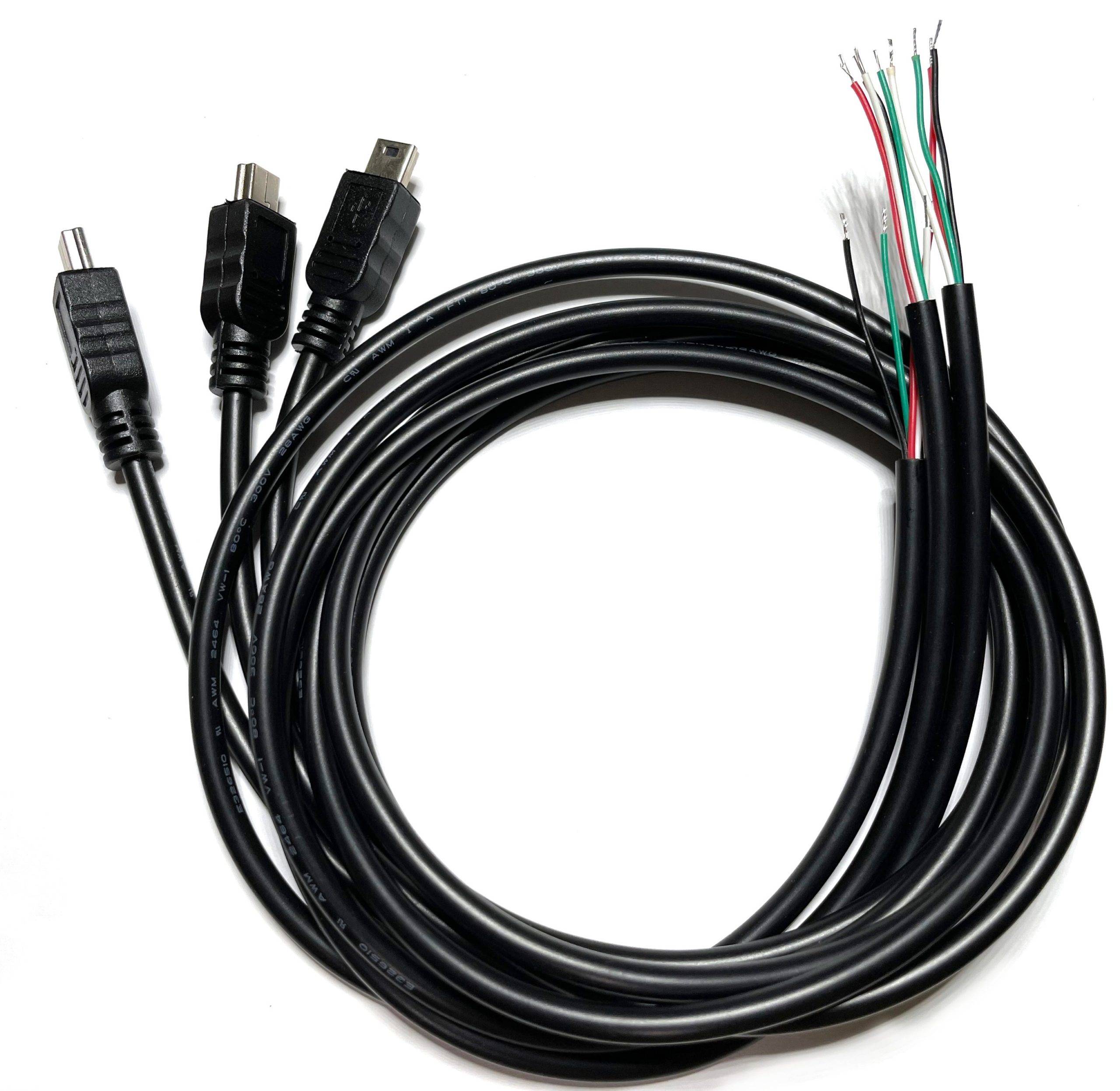 85cm 4 Pin Mini USB to Open End 28AWG Cables (3-Pac) | Plantmate Plant Care